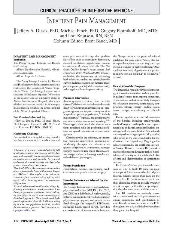 (PDF) Inpatient Pain Management
