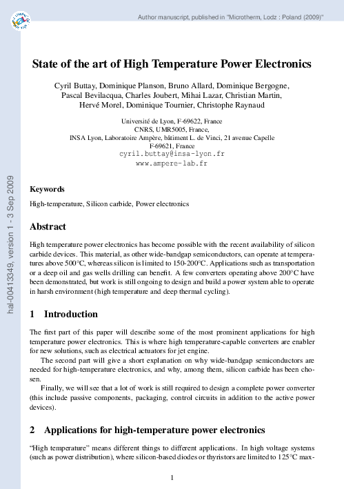 (PDF) State of the art of high temperature power electronics