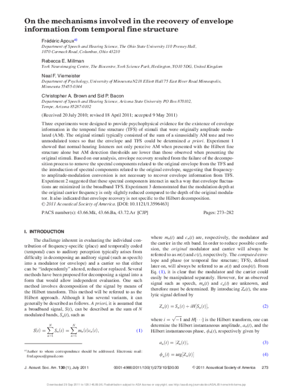 (PDF) On the mechanisms involved in the recovery of envelope ...