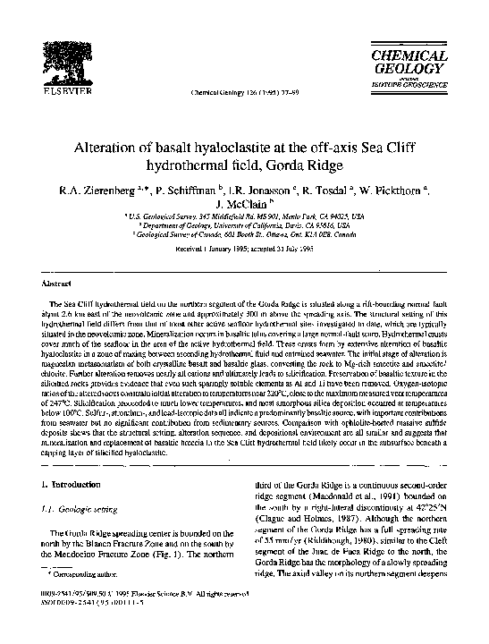 (PDF) Alteration of basalt hyaloclastite at the off-axis Sea Cliff ...