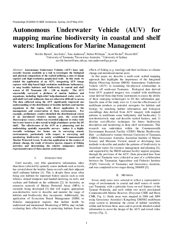 (PDF) Autonomous Underwater Vehicle (AUV) for mapping marine ...