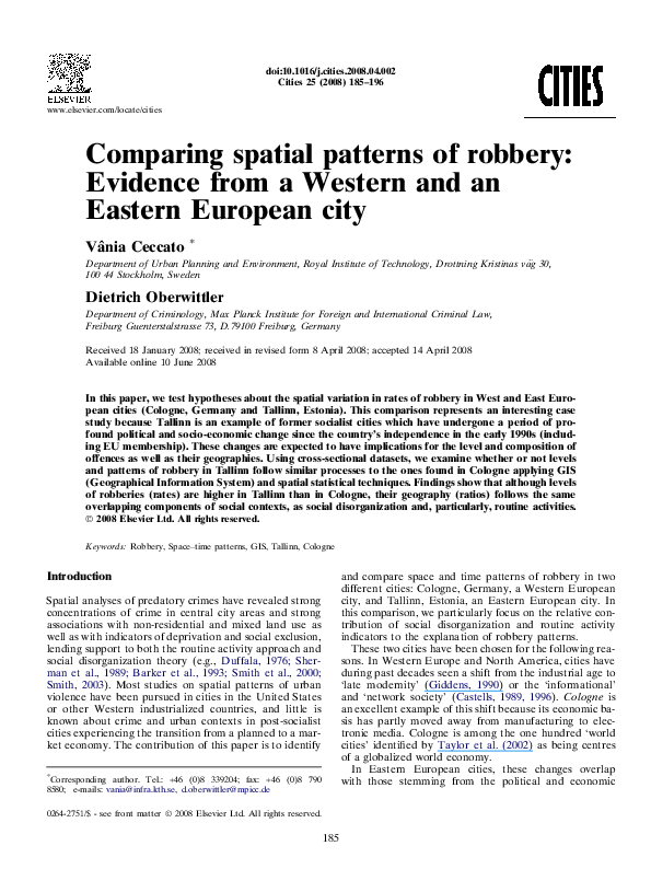(PDF) Comparing spatial patterns of robbery: Evidence from a Western ...