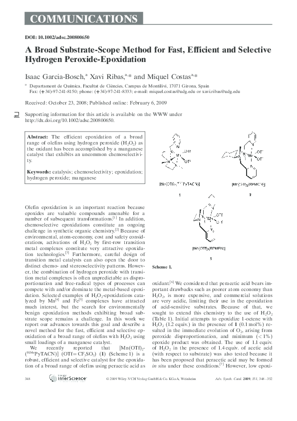 (PDF) A Broad Substrate-Scope Method for Fast, Efficient and Selective ...