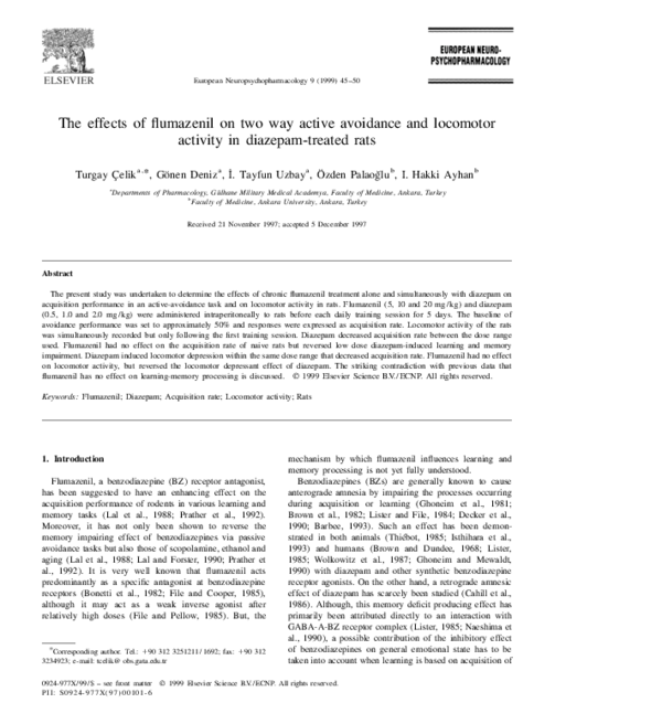 (PDF) The effects of flumazenil on two way active avoidance and ...