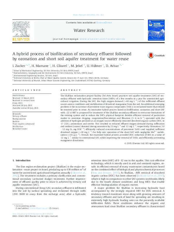 (PDF) A hybrid process of biofiltration of secondary effluent followed ...