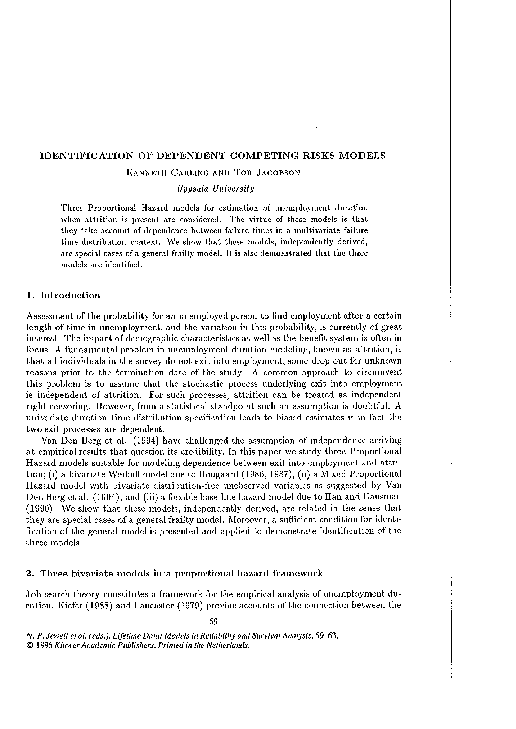 (PDF) Identification of Dependent Competing Risks Models