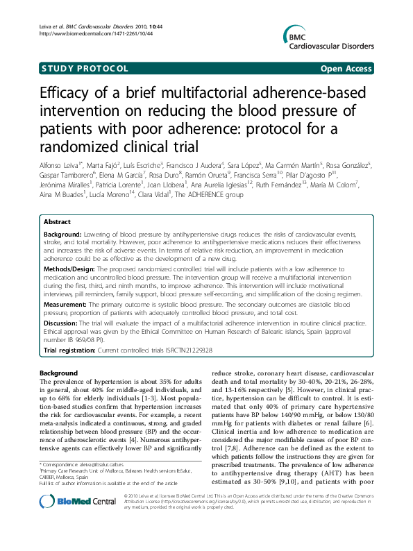 (PDF) Efficacy of a brief multifactorial adherence-based intervention ...