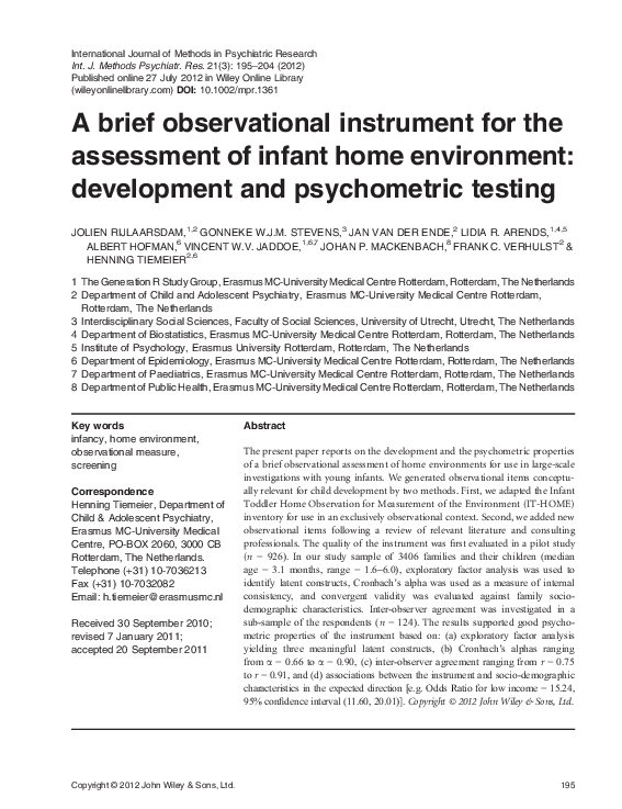 (PDF) A brief observational instrument for the assessment of infant ...