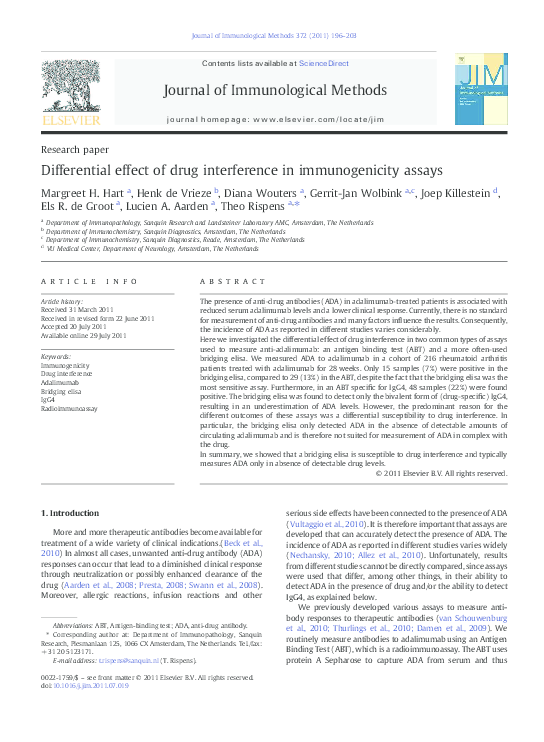 (PDF) Differential effect of drug interference in immunogenicity assays