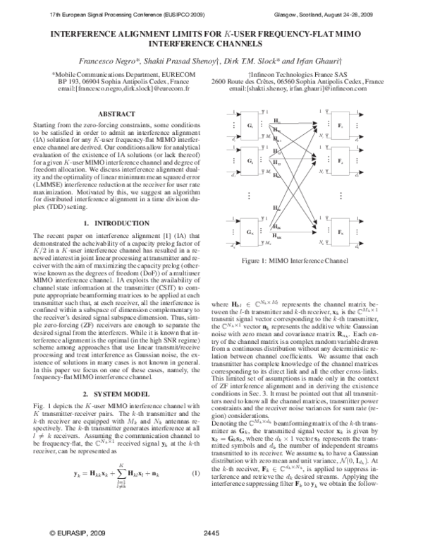(PDF) Interference alignment limits for K-user frequency-flat MIMO interference channels