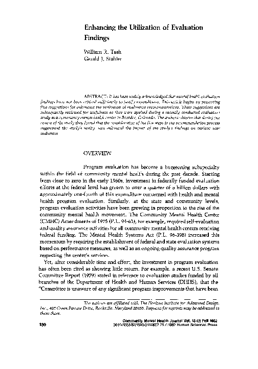 (PDF) Enhancing the utilization of evaluation findings