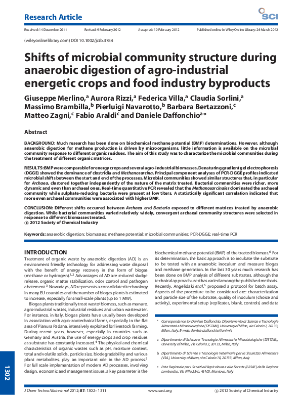 (PDF) Shifts of microbial community structure during anaerobic ...