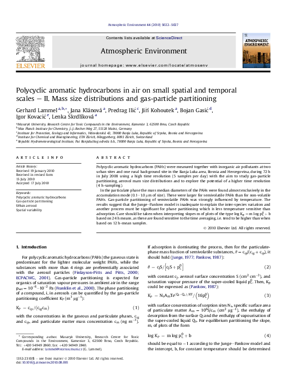 (PDF) Polycyclic aromatic hydrocarbons in air on small spatial and temporal scales – II. Mass ...