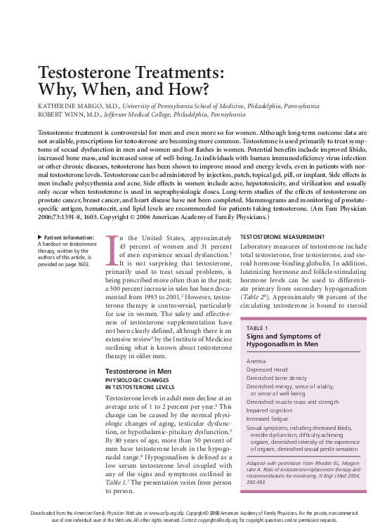 (PDF) Testosterone treatments: why, when, and how? | Katherine Margo ...