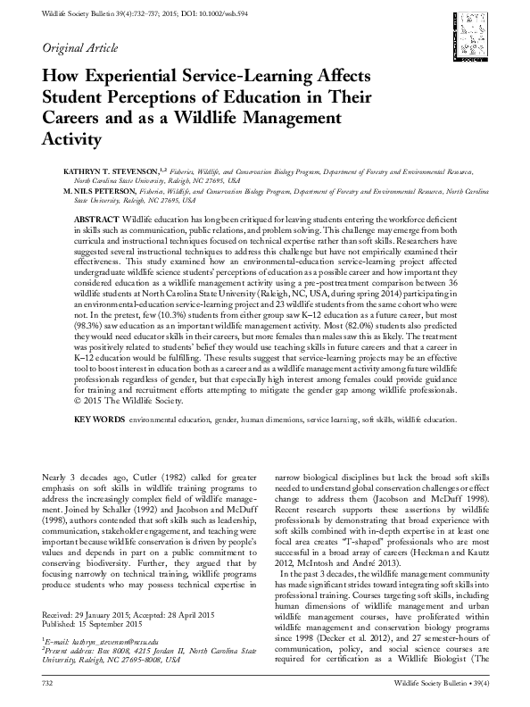 (PDF) How Experiential Service-Learning Affects Student Perceptions of ...