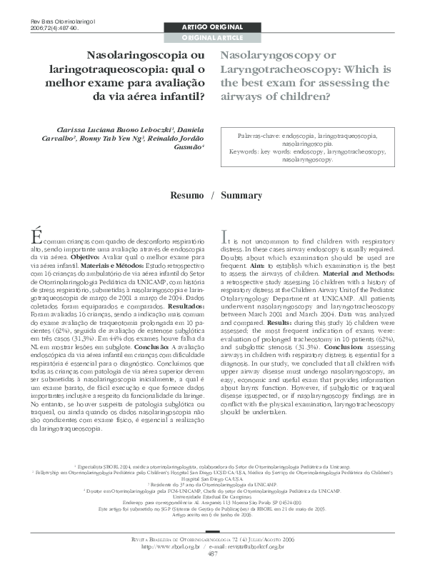 (PDF) Nasolaringoscopia ou laringotraqueoscopia: qual o melhor exame ...