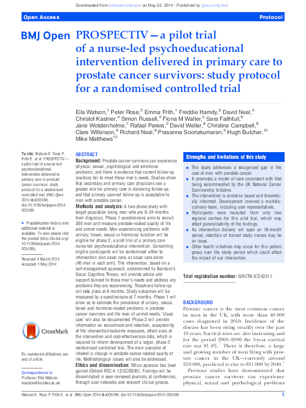 (PDF) PROSPECTIV-a pilot trial of a nurse-led psychoeducational ...