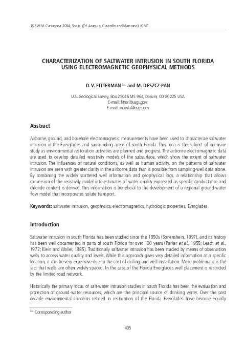 (PDF) Characterization of Saltwater Intrusion in South Florida Using ...