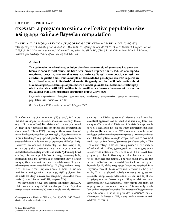 (PDF) COMPUTER PROGRAMS: onesamp: a program to estimate effective ...