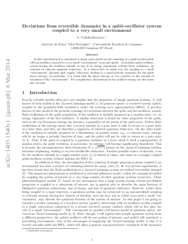(PDF) Deviations from reversible dynamics in a qubit–oscillator system ...