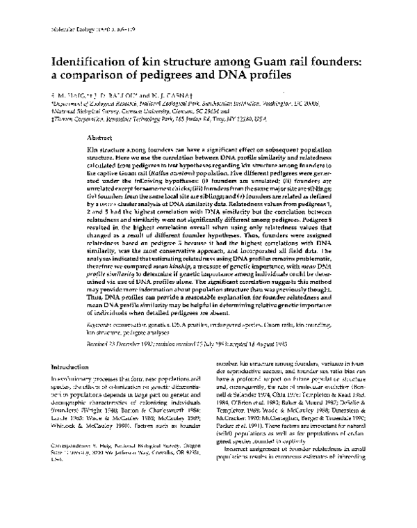 (PDF) Kin Structure in Guam Rail Founders via DNA