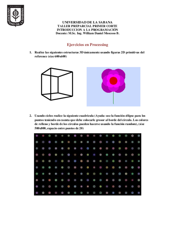 (PDF) UNIVERSIDAD DE LA SABANA Ejercicios en Processing