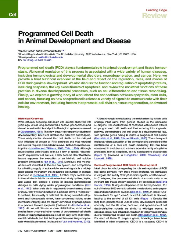 (DOC) Programmed cell death | Richard Lockshin - Academia.edu