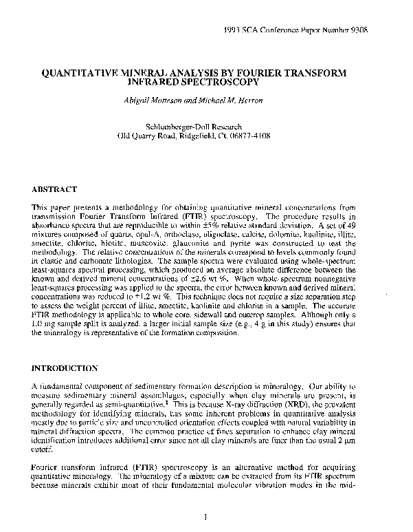 (PDF) Quantitative mineral analysis by Fourier transform infrared spectroscopy