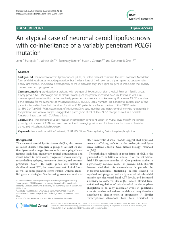 (PDF) An atypical case of neuronal ceroid lipofuscinosis with co ...
