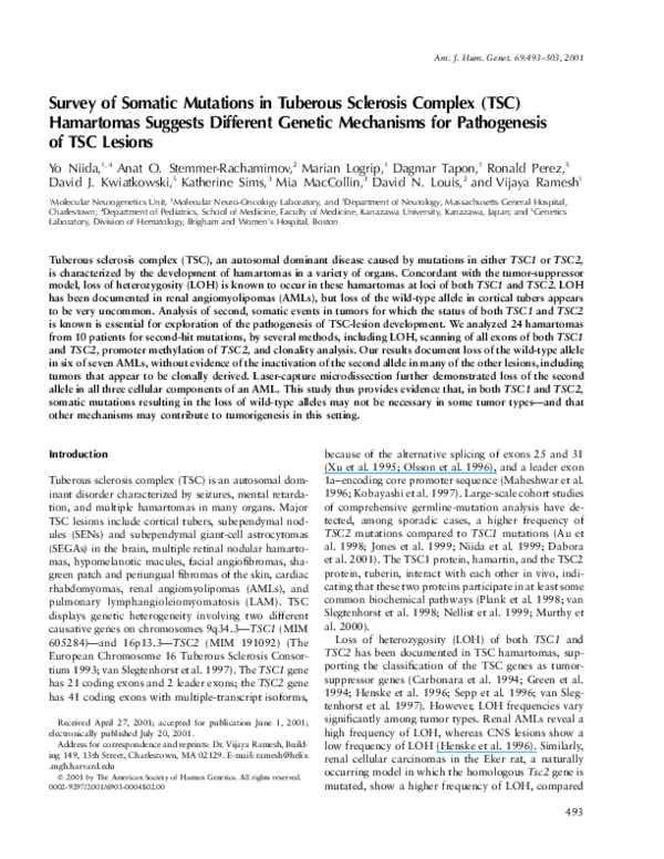 (PDF) Survey of Somatic Mutations in Tuberous Sclerosis Complex (TSC ...