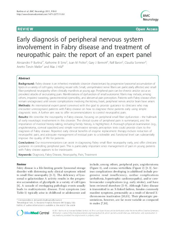 (PDF) Early diagnosis of peripheral nervous system involvement in Fabry ...