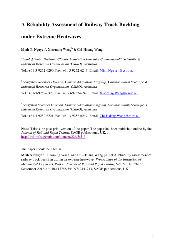 (PDF) A reliability assessment of railway track buckling during an ...