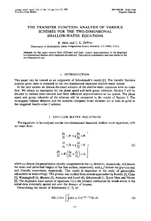 (PDF) The transfer function analysis of various schemes for the two ...