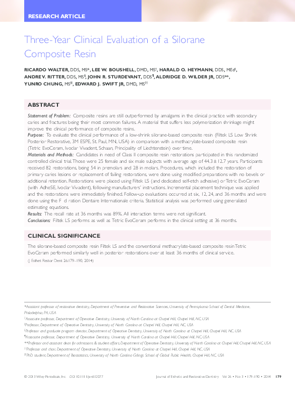 (PDF) Three-Year Clinical Evaluation of a Silorane Composite Resin