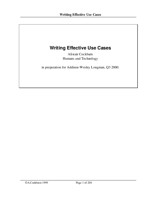 (PDF) Writing Effective Use Cases Writing Effective Use Cases