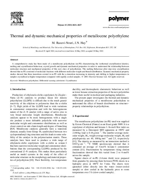(PDF) Thermal and dynamic mechanical properties of metallocene ...