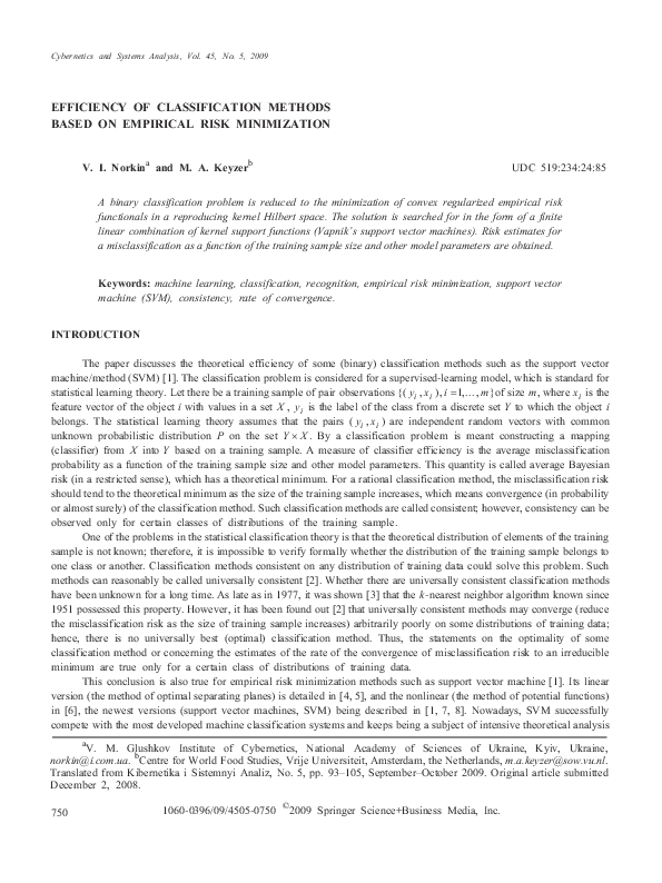 (PDF) Efficiency of classification methods based on empirical risk minimization