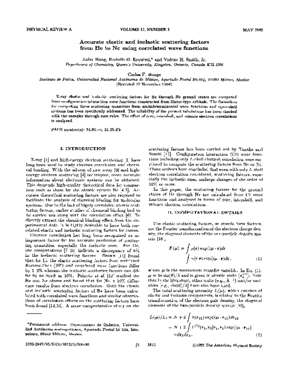 (PDF) Accurate elastic and inelastic scattering factors from He to Ne using correlated wave ...