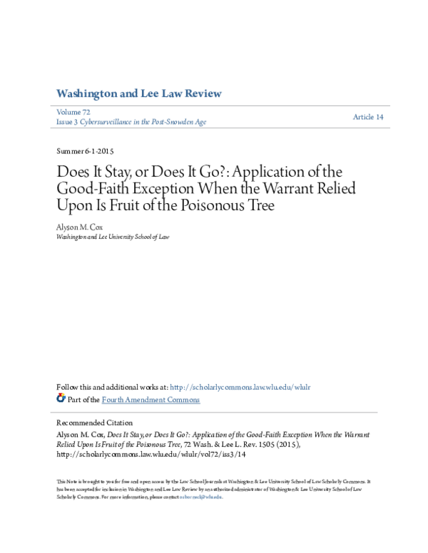(PDF) Does It Stay, or Does It Go?: Application of the Good-Faith ...