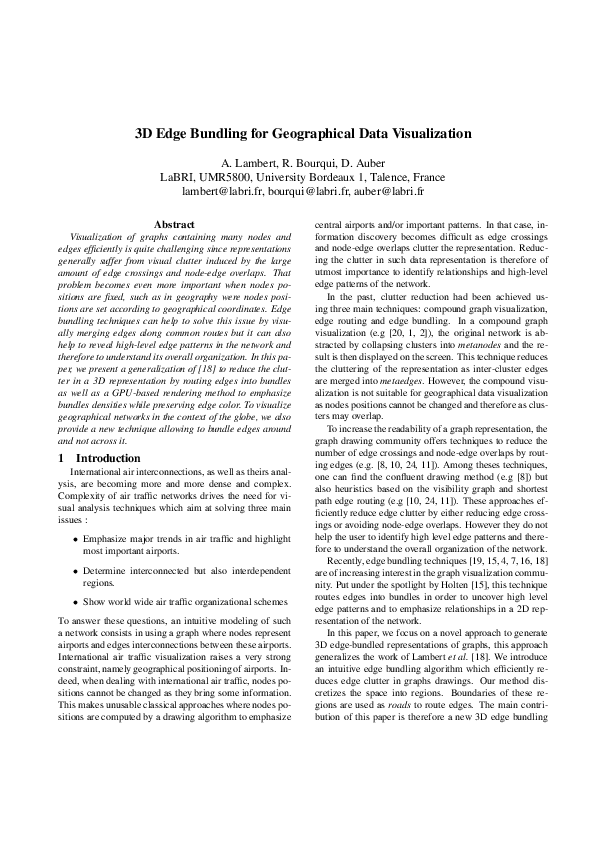 Pdf 3d Edge Bundling For Geographical Data Visualization