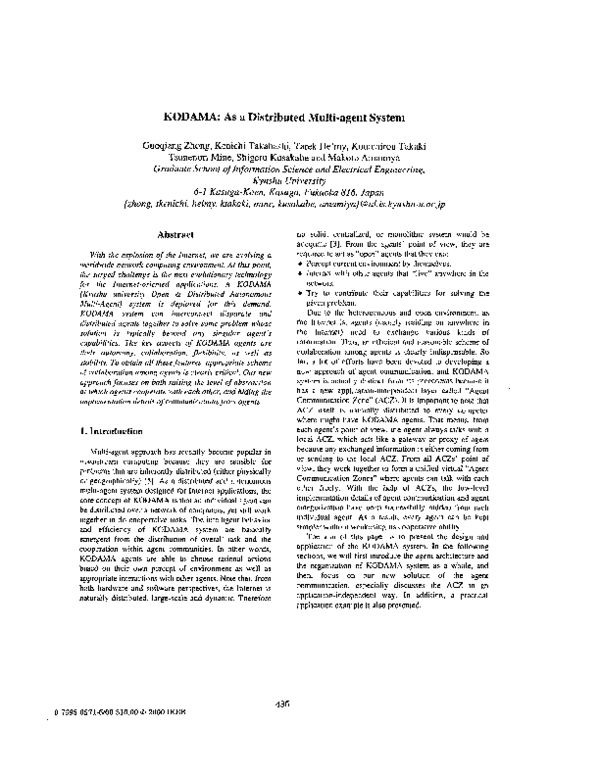 (PDF) KODAMA: as a distributed multi-agent system