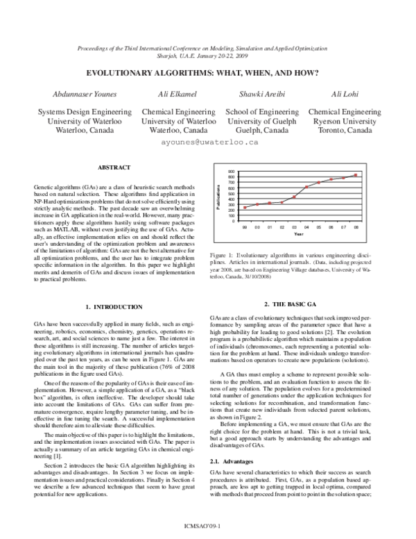 (PDF) Evolutionary Algorithms: What, When, and How? | Shawki Areibi ...