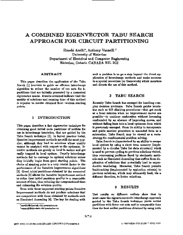 (PDF) A combined eigenvector tabu search approach for circuit partitioning