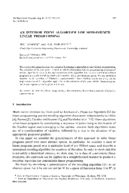 An Interior Point Algorithm For Semi Infinite Linear Programming 