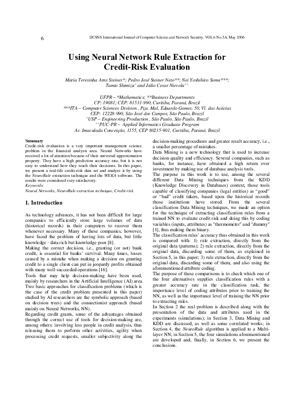 (PDF) Using neural network rule extraction for credit-risk evaluation