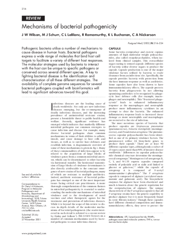 (PDF) Mechanisms of bacterial pathogenicity