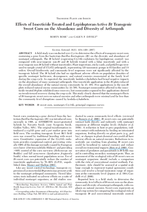 (PDF) Effects of Insecticide-Treated and Lepidopteran-Active Bt ...