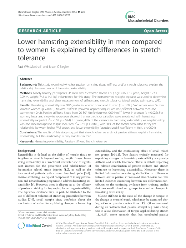 (PDF) Lower hamstring extensibility in men compared to women is ...