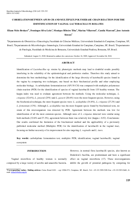 (PDF) Correlation between API 50 CH and multiplex polymerase chain ...