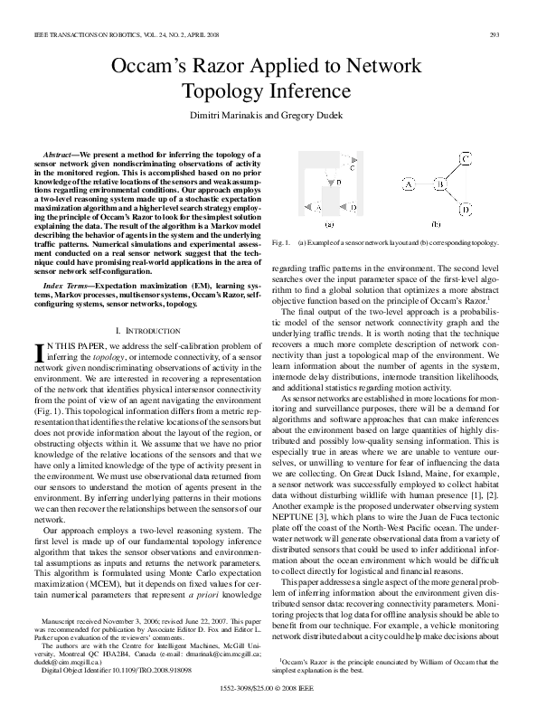 (PDF) Occam's Razor Applied to Network Topology Inference